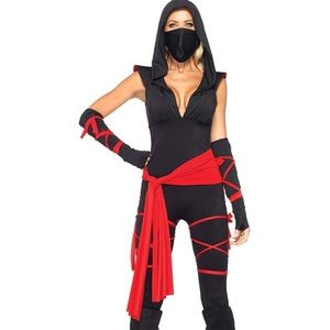 Pants & Jumpsuits | Sexy 5pc Black Red Ninja Halloween Costume Nwt ...